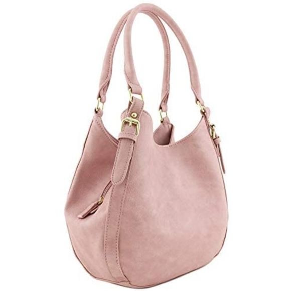 Bags | Lightweight 3 Compartment Faux Leather Medium Hobo Bag Dusty ...